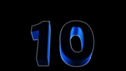 4K blue 3d countdown numbers on black ba... | Stock Video | Pond5