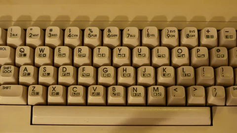 4K BoomerTyping on Retro Computer Keyboa... | Stock Video | Pond5