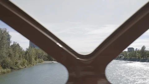 4K Bow River view from Peace bridge in C... | Stock Video | Pond5