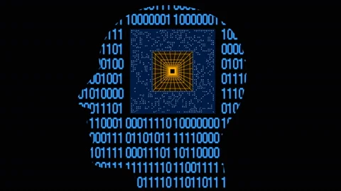 4k Brain head matrix binary code,man thi... | Stock Video | Pond5