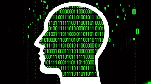 4k Brain head matrix style binary code,m... | Stock Video | Pond5