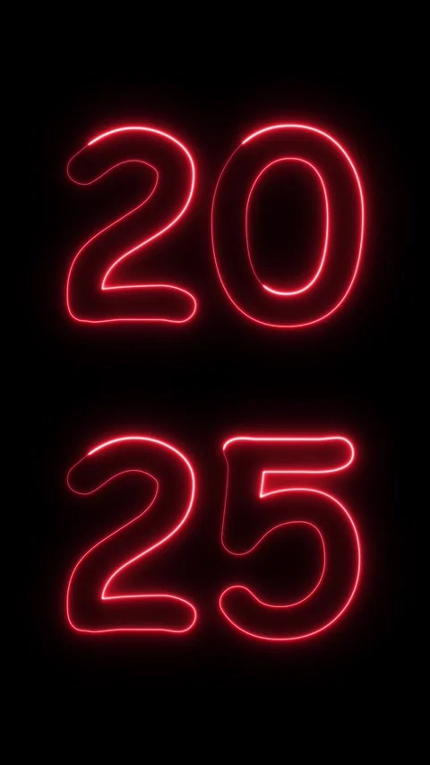 4K Bright neon illuminate digits 2025 ne... | Stock Video | Pond5