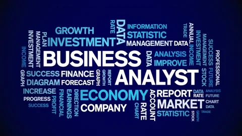 4k Business Analyst Animated Tag Word Cl... | Stock Video | Pond5