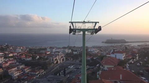 4k Cable Car downhill to city harbor Fun... | Stock Video | Pond5