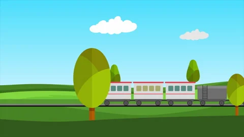 4k cartoon 2D animation- Train animation... | Stock Video | Pond5