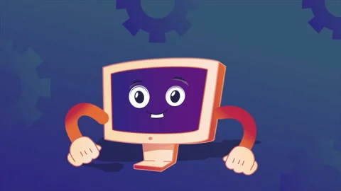 4k cartoon of monitor screen holding env... | Stock Video | Pond5