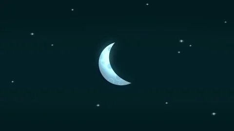 4k Cartoon stylized 2D moon shining at n... | Stock Video | Pond5