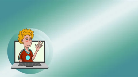 4k cartoon of young woman on pc screen. | Stock Video | Pond5
