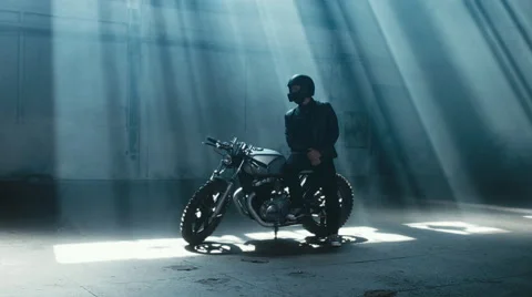 4K cinemagraph - male biker in leather j... | Stock Video | Pond5