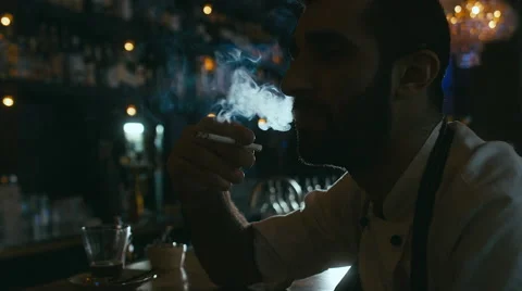 Chef Smoking Cigarettes Stock Footage ~ Royalty Free Stock Videos | Pond5
