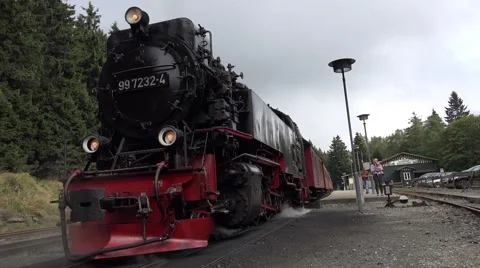 4k Classic steam locomotive panning in m... | Stock Video | Pond5