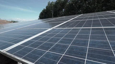 4K clip left pan of solar panels in a re... | Stock Video | Pond5