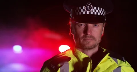 4K Close up face of British policeman lo... | Stock Video | Pond5