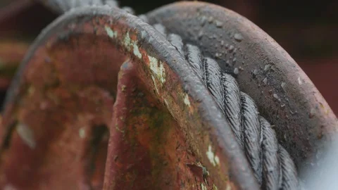4K Close-Up Shot Of Metal Thick Cable On... | Stock Video | Pond5
