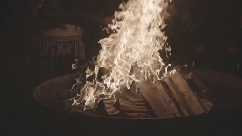 4k closeup shot of glowing Bonfire warm ... | Stock Video | Pond5