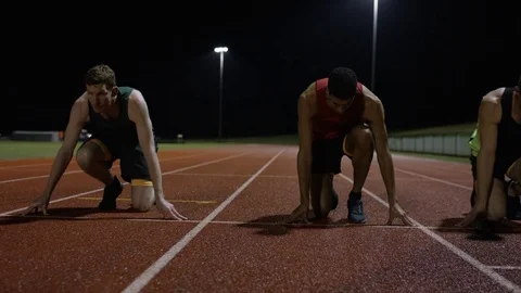 4K Competitive male athletes running at ... | Stock Video | Pond5