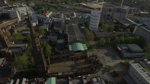 4K Coventry Aerial View Old Cathedral Re... | Stock Video | Pond5