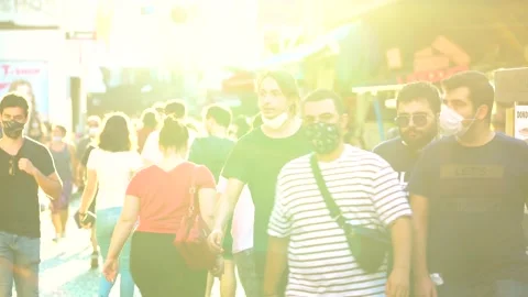 4K Crowd Of People Wearing Mask Masks Wa... | Stock Video | Pond5