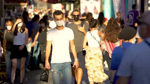 4K Crowd Of People Wearing Mask Masks Wa... | Stock Video | Pond5