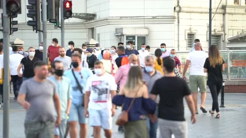 4K Crowd Of People Wearing Mask Masks Wa... | Stock Video | Pond5