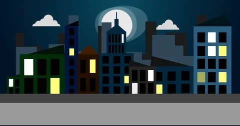 4K A Dark Night in the City Animation | Stock Video | Pond5