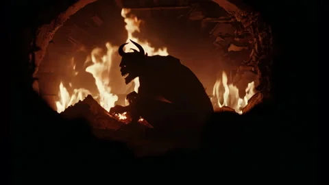4K Demon Silhouette in Hell in Front of ... | Stock Video | Pond5