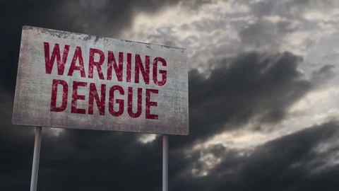 4K Dengue Warning Rusty Sign under Cloud... | Stock Video | Pond5
