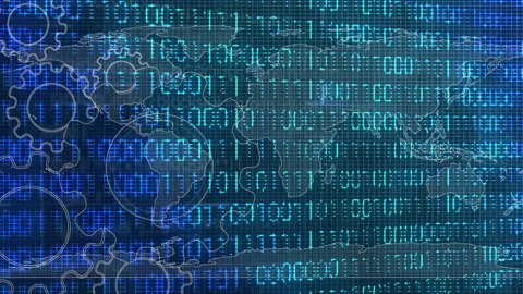 4K Digital Technology World Map Gear Bin... | Stock Video | Pond5