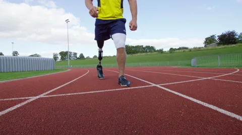 4K Disabled athlete with prosthetic leg ... | Stock Video | Pond5