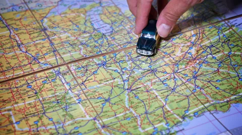 4K Drive Car Across Map | Stock Video | Pond5