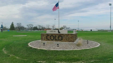 4K Drone City Of Colo Iowa Welcome Sign ... | Stock Video | Pond5