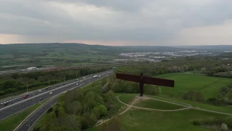 4k drone footage of the Angel of the Nor... | Stock Video | Pond5