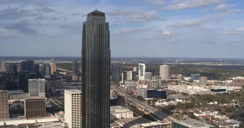 4k drone view of the Williams Tower and ... | Stock Video | Pond5