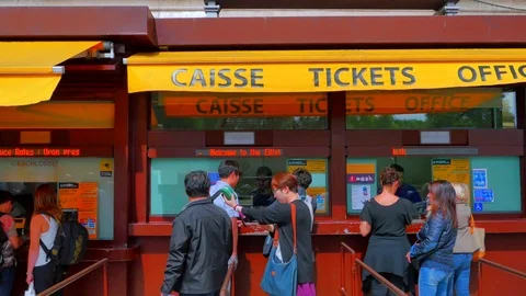 4K Eiffel Tower Ticket Kiosk Booths, Out... | Stock Video | Pond5