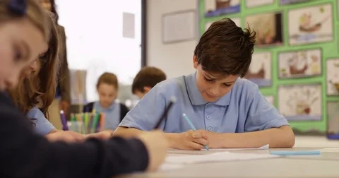 4K Elementary school children working at... | Stock Video | Pond5