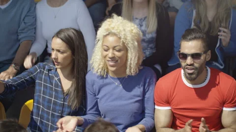 4K Excited fans in sports crowd, celebra... | Stock Video | Pond5