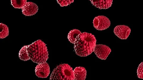 4K Exploding Flying of Raspberry in Blac... | Stock Video | Pond5