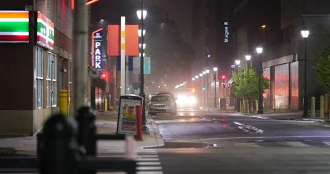 4K EXTREME LONG SHOT OF CITY STREET WITH... | Stock Video | Pond5