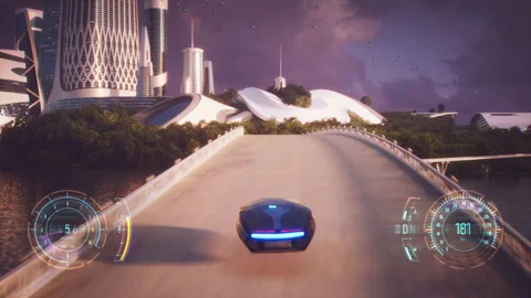 4K, Fake 3D video game. Utopia city suns... | Stock Video | Pond5