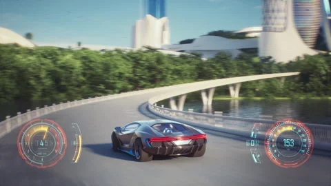 4K, Fake 3D video game. Utopia city raci... | Stock Video | Pond5