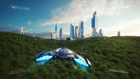 4K, Fake 3D video game. Utopia city spac... | Stock Video | Pond5