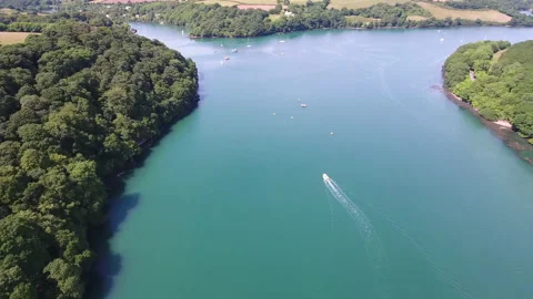 4K Falmouth, Fal River Aerial drone in s... | Stock Video | Pond5