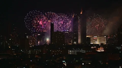 4K Fantastic view of fireworks display o... | Stock Video | Pond5