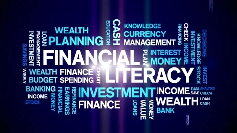 4k Financial Literacy Animated Tag Word ... | Stock Video | Pond5