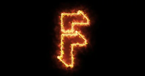 4K fire F alphabet on black background. | Stock Video | Pond5