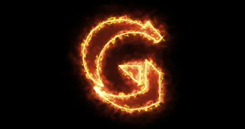 4K fire G alphabet on black background. | Stock Video | Pond5