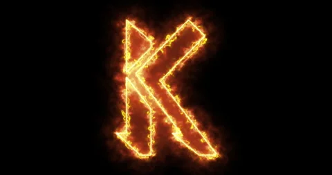 4K fire K alphabet on black background. | Stock Video | Pond5