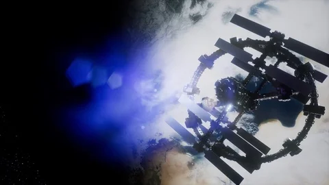 4k Flight Of The International Space Sta... | Stock Video | Pond5