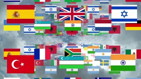 4K flying flags of different countries o... | Stock Video | Pond5