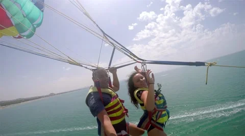 4k Following Parachute duplex tandem fli... | Stock Video | Pond5